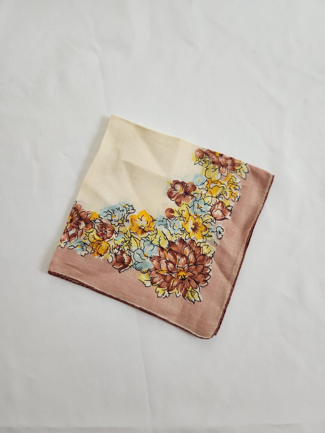 Vintage Warm Rainbow Floral Burst Handkerchief --- Retro 1950s Style ...