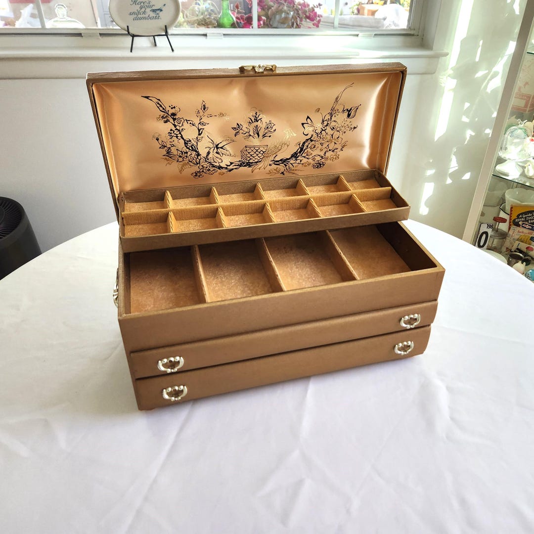 Vintage Lady Buxton Bronze Brass Color Jewelry Box --- Retro 1950s ...