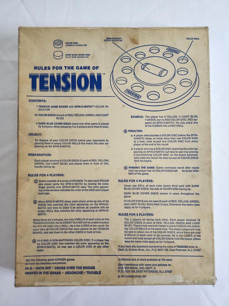 Vintage Tension Game --- Retro 1970s Kohner Quick Reflexes Action Board ...