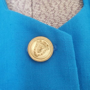 Vintage Reina Blue Ruffled Suit Jacket Style Tailored Blouse -- Retro ...