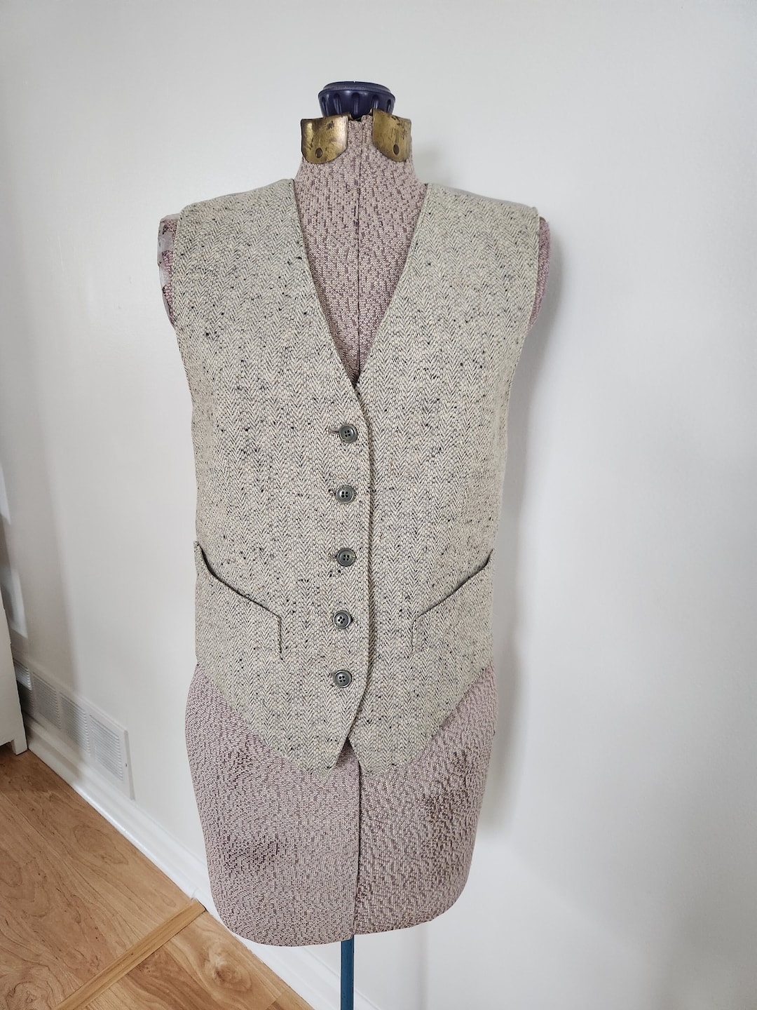 Vintage P.B.D. International Wool Gray Beige Vest --- Retro Classic ...