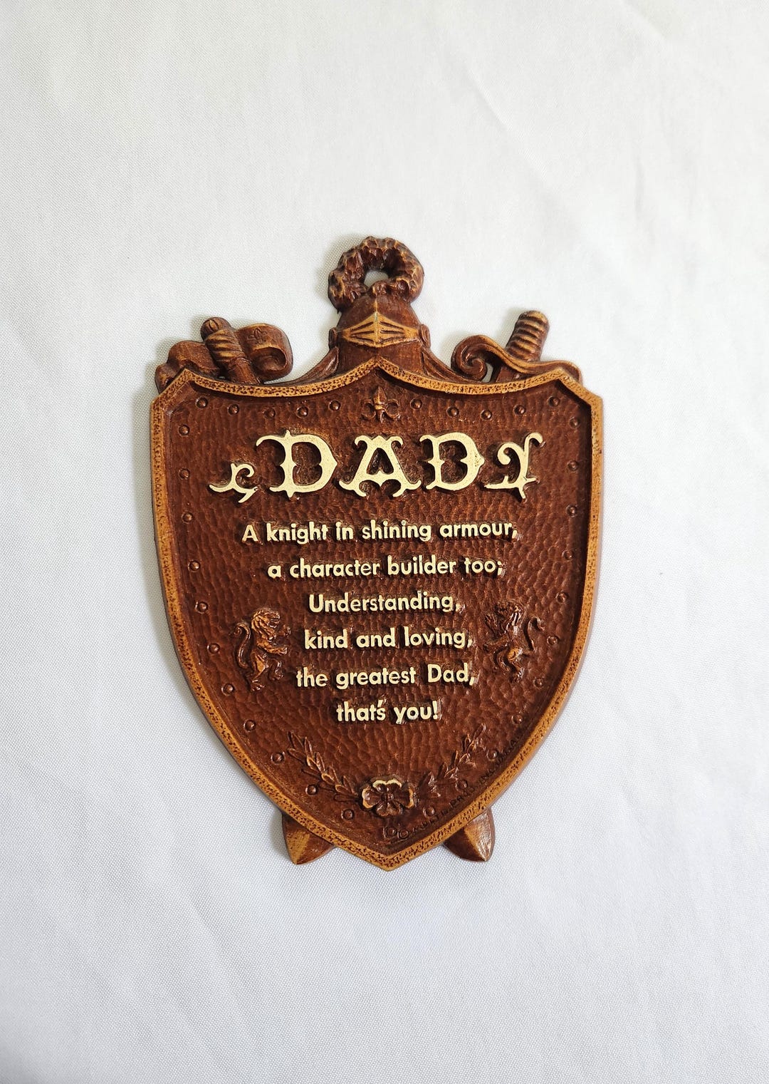 Vintage Dad Knight Helmet Shield Crest Wall Plaque - A Knight in ...