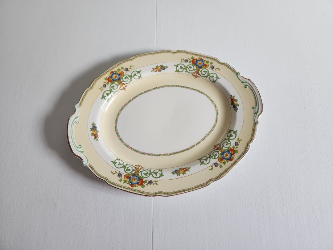 Vintage Grindley Tunstall Yellow & Green Art Deco Style Flower Platter ...