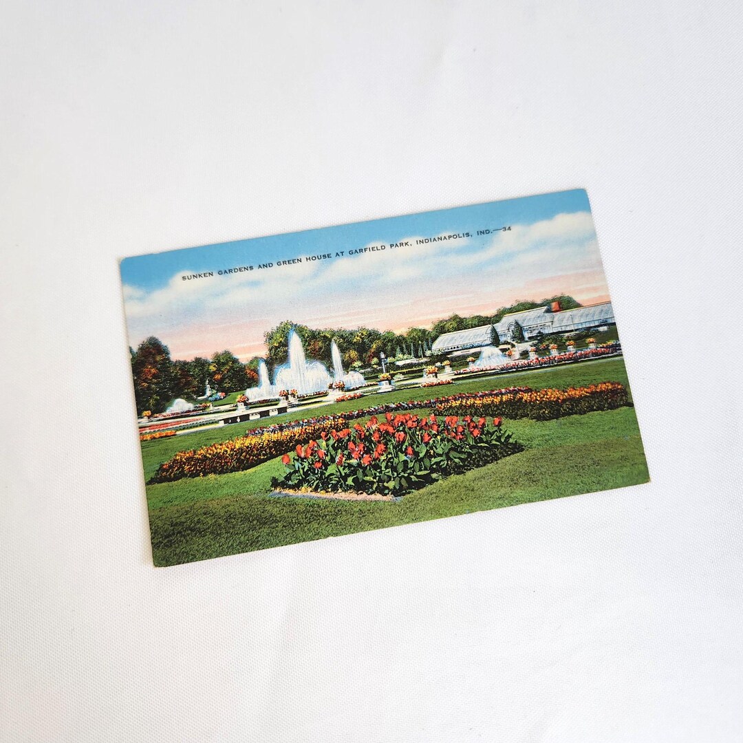 Vintage Sunken Gardens at Garfield Park Linen Finish Postcard --- Retro ...