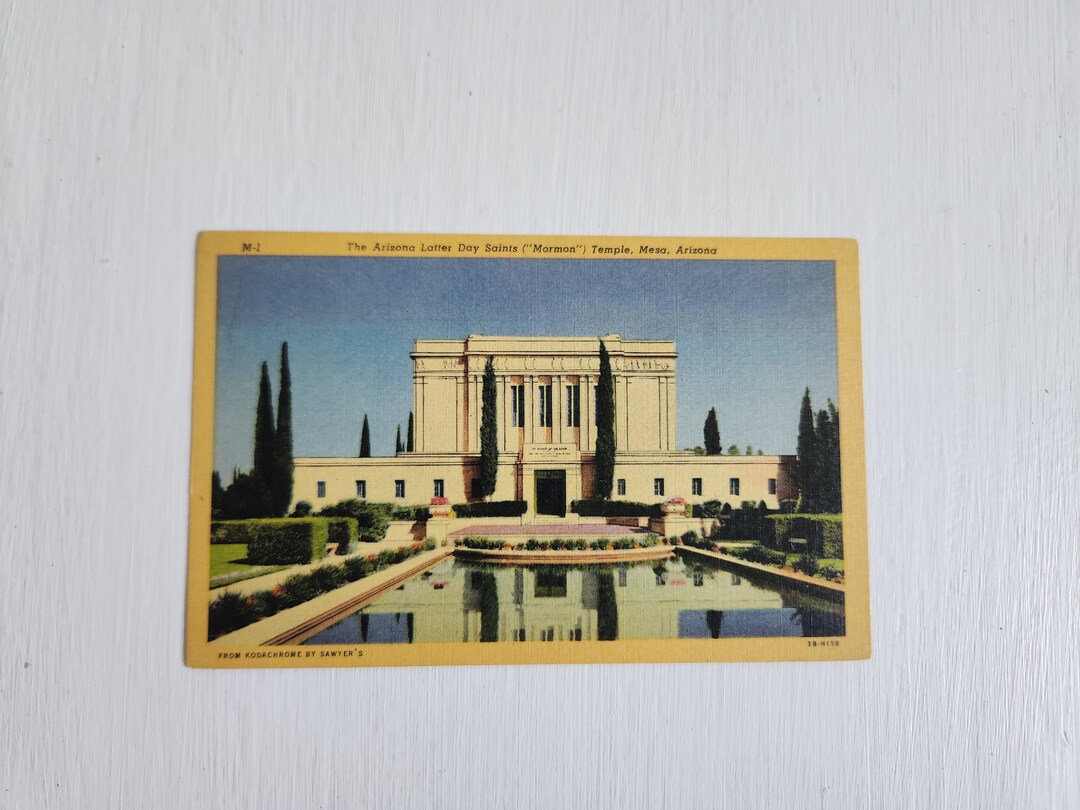 Vintage Arizona Mormon Temple Linen Finish Postcard Retro Mesa Souvenir ...