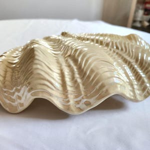 Vintage Lustreware Clamshell Large Ceramic Dish -- Retro Pearlized ...