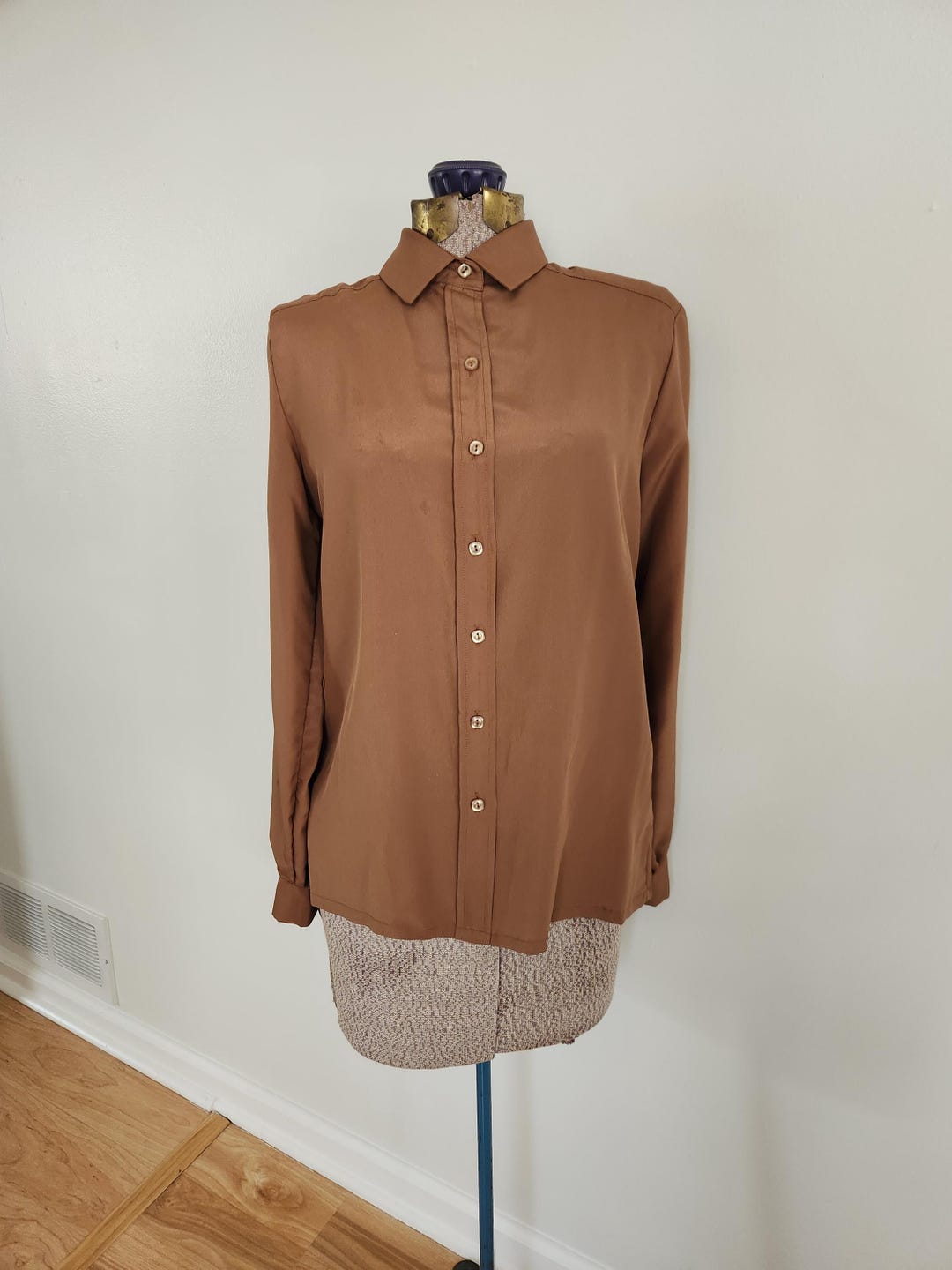 Vintage Hooper Associates Chocolate Brown Button Down Blouse --- Retro ...