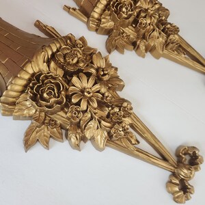 Vintage Syroco Gold Flower Baskets Wall Decor Set of Two Retro 1960s ...