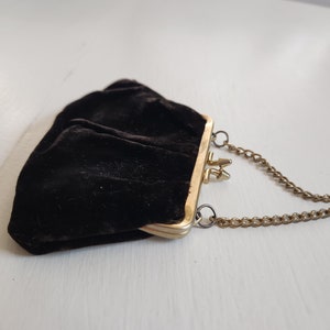 Vintage Black Velvet Coin Purse on Chain Retro Miniature - Etsy