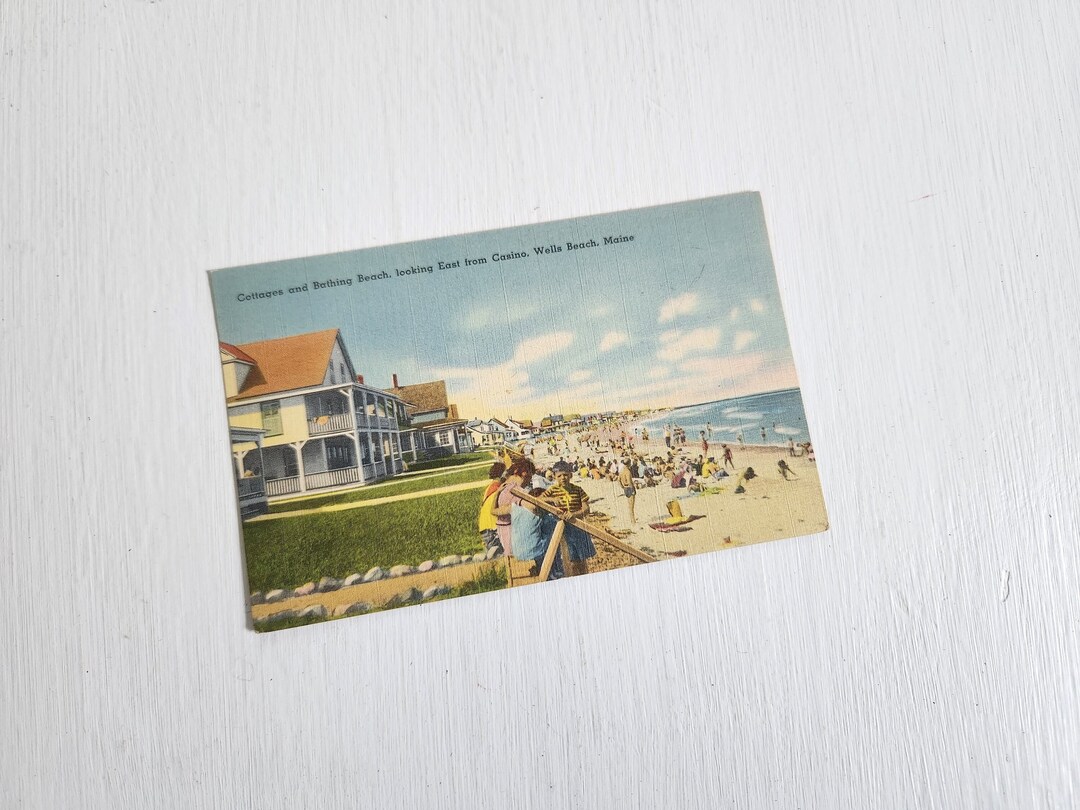 Vintage Wells Beach Cottages Linen Finish Postcard --- Retro 1940s ...