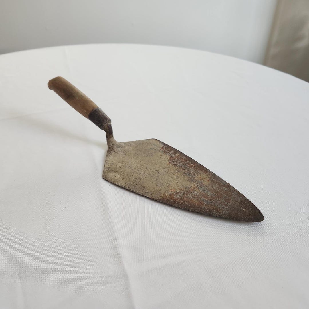 Vintage Cement Trowel Metal & Wood Masonry Bricklaying Large Hand Tool ...