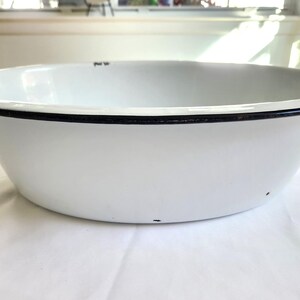 Vintage White & Black Enamel Large Oval Basin --- Antique Style ...