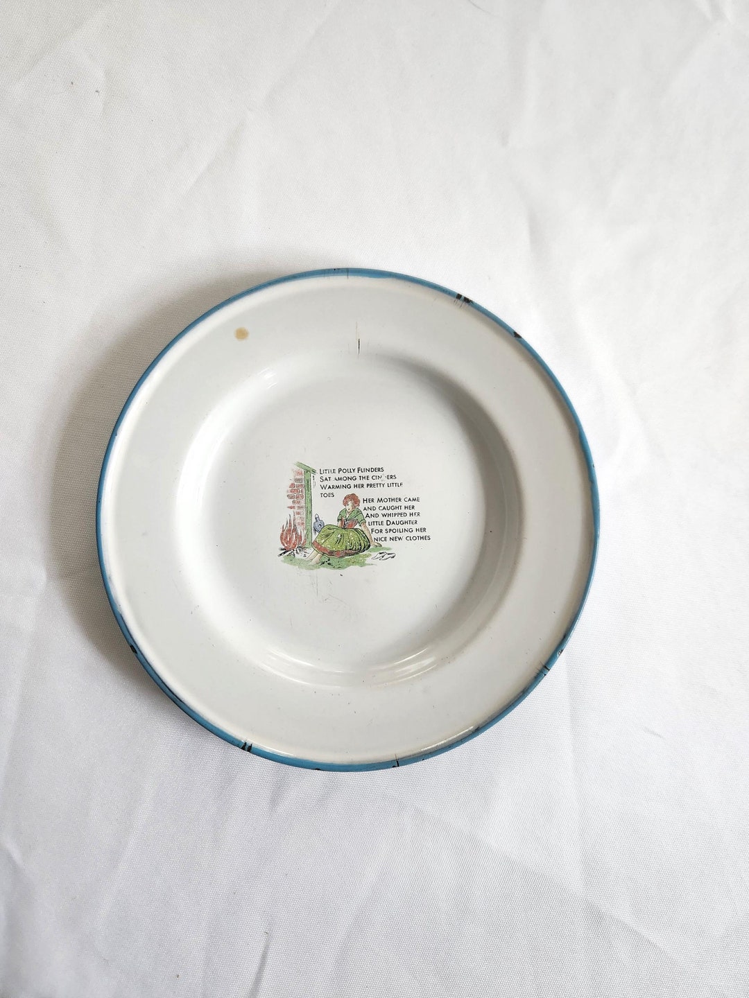 Vintage Little Polly Flinders Nursery Rhyme Kockums Enamel Children's ...