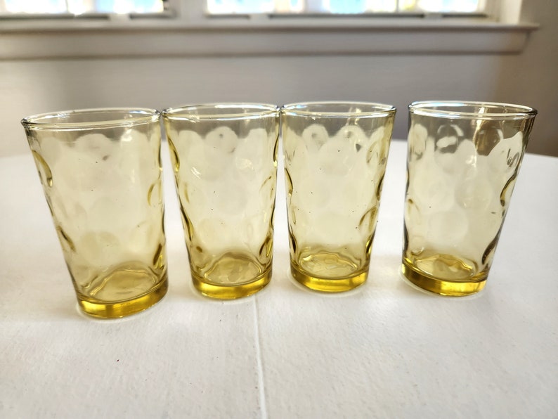 Vintage Yellow Bubble Dimple Continental Can Company Juice Glasses ...