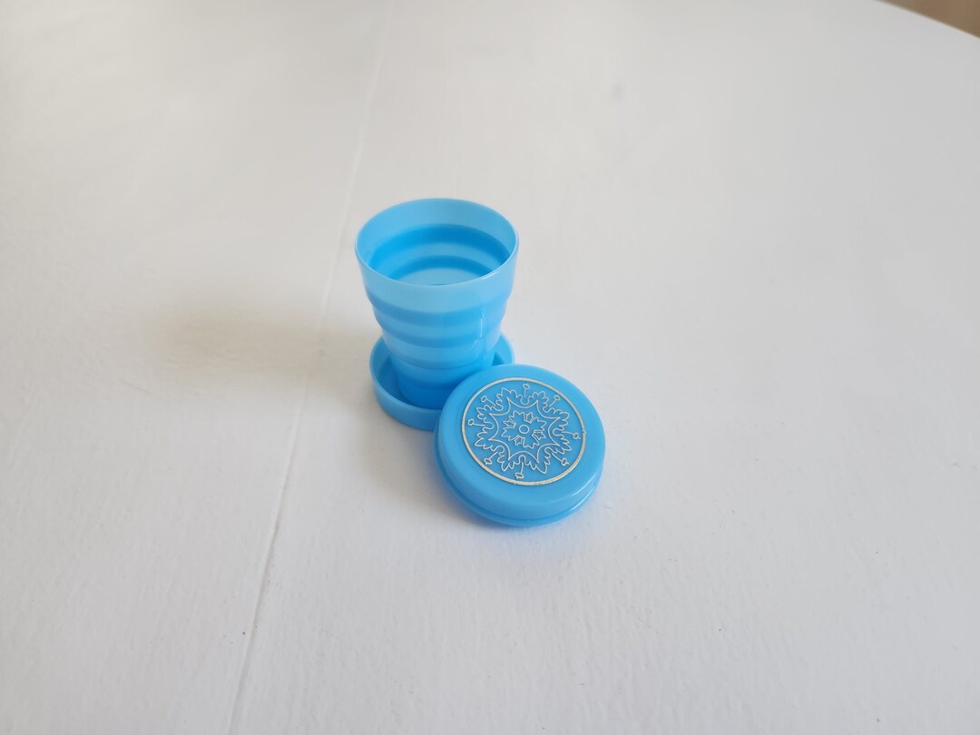 Vintage Blue Snowflake Tuckaway Cup Retro Travel Shot Glass Little ...