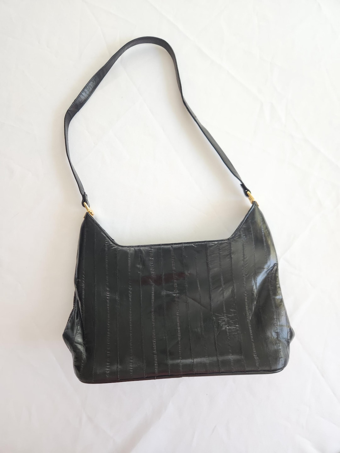 Vintage Lee Sands Black Genuine Eel Skin Leather Shoulder Purse ...