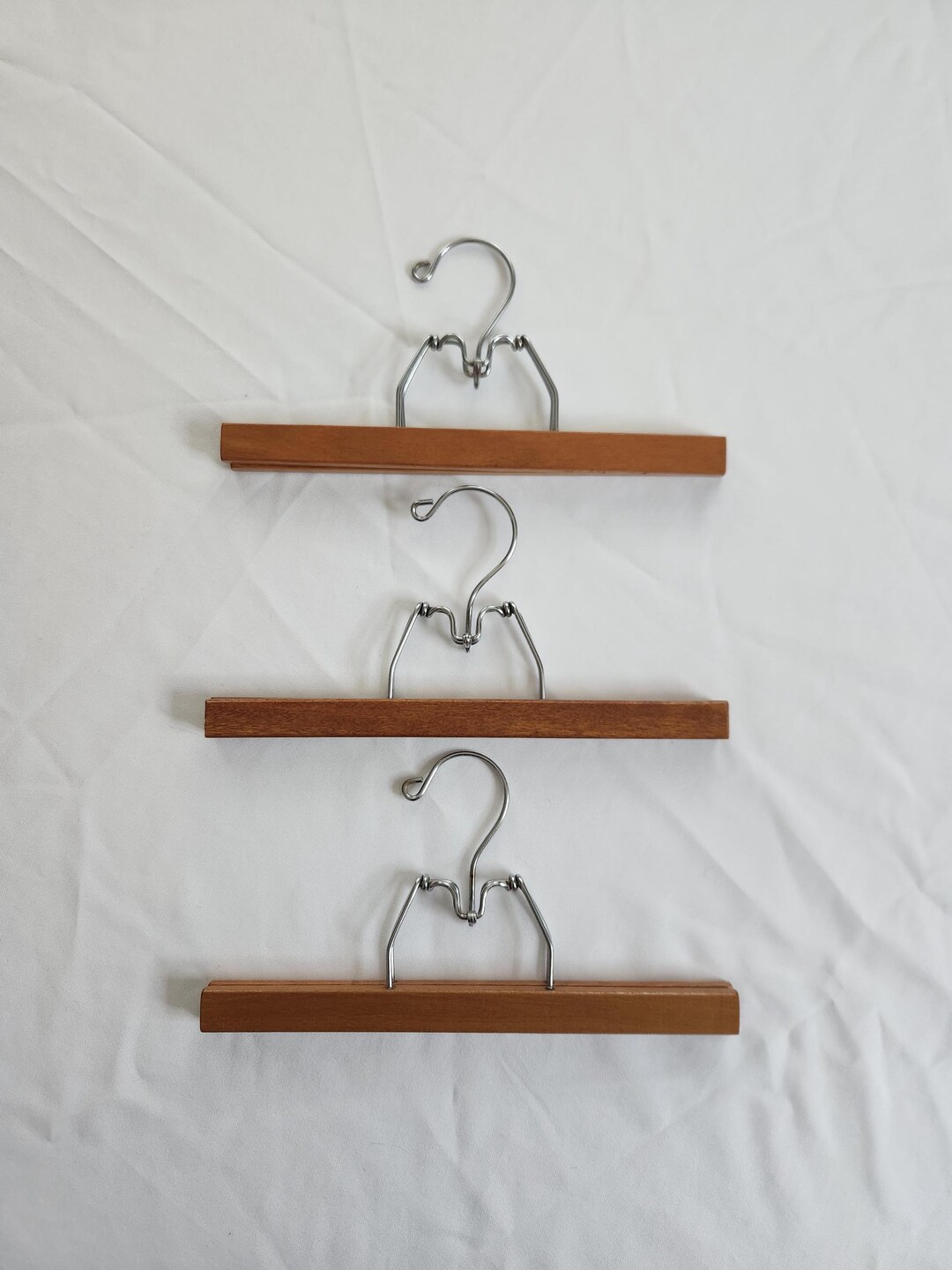Vintage Dark Wood Skirt & Pants Clamp Clothing Hangers Set of Three ...