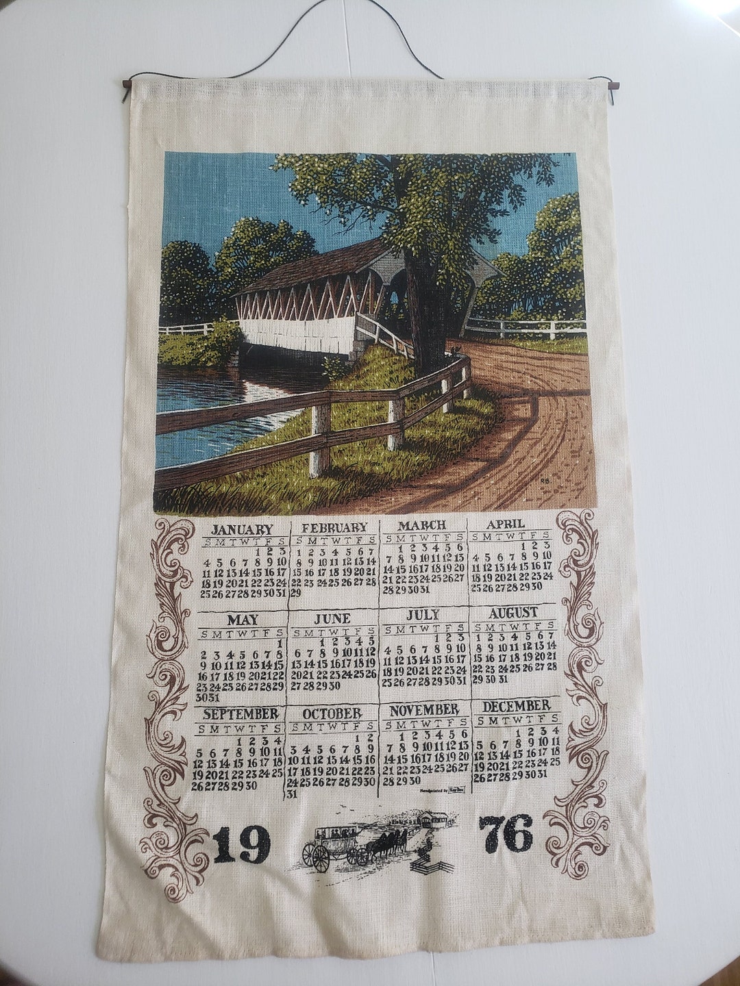Vintage Kay Dee 1976 Calendar Wall Hanging Tapestry Retro Summer ...