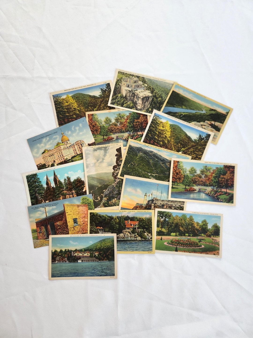 Vintage All Around America Linen Finish Postcards - Set of 15 - Retro ...
