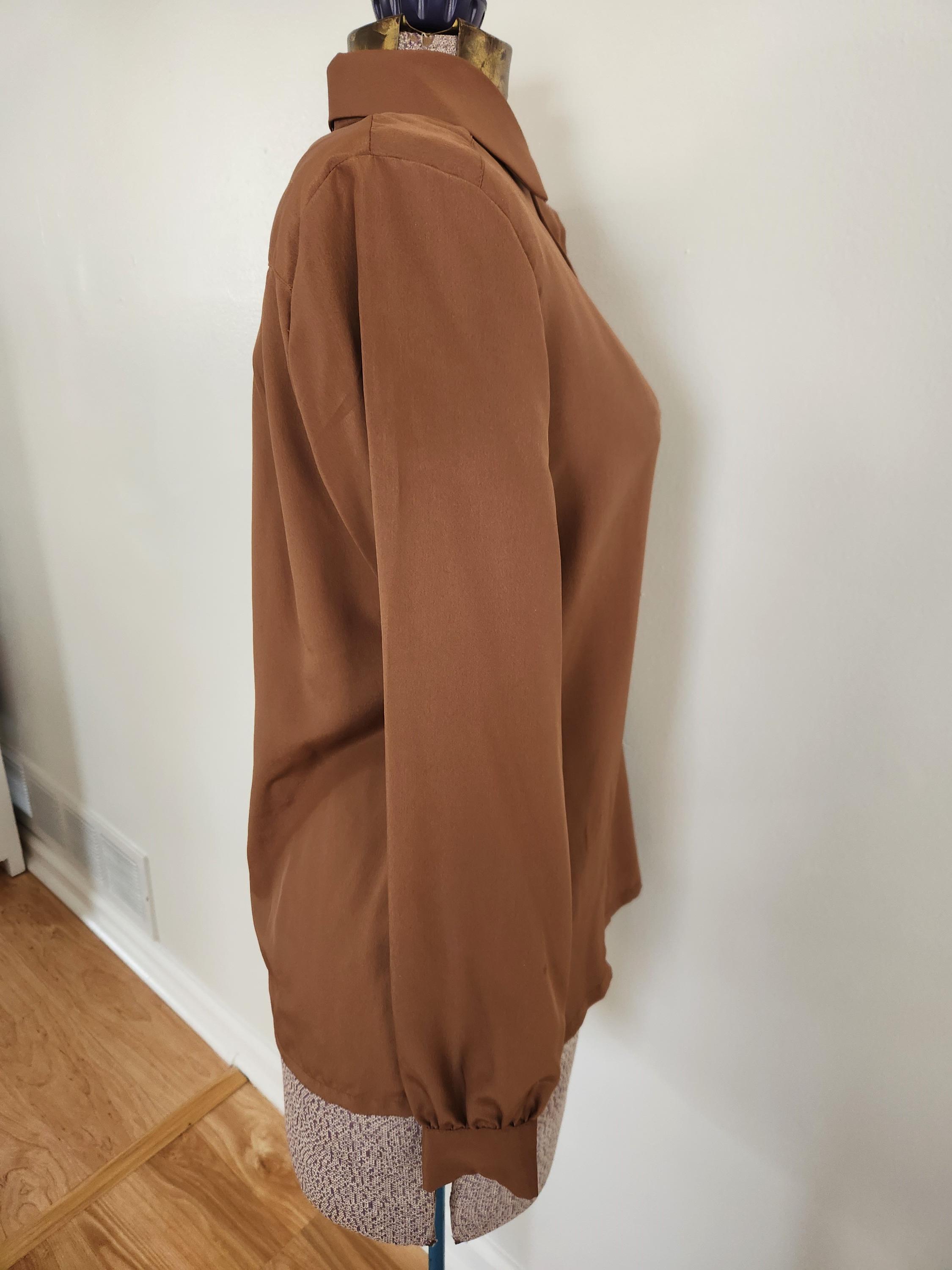 Vintage Hooper Associates Chocolate Brown Button Down Blouse --- Retro ...