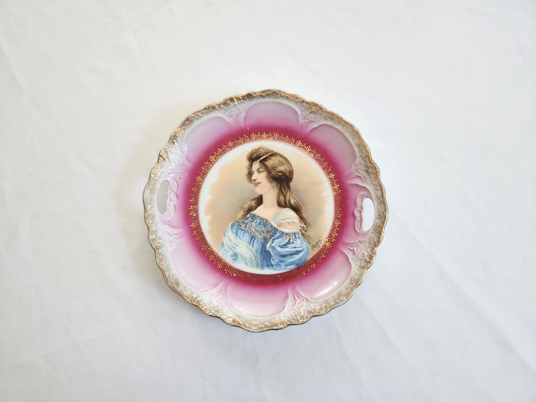 Antique Princess Portrait Three Crown China Pink Decorative Handle ...