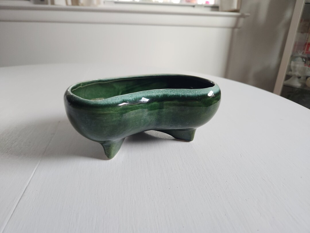Vintage Cookson Pottery 2298 Pine Green Bean-shaped Planter Retro 1950 ...