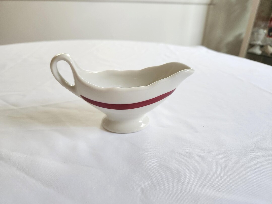 Vintage Jackson Custom China White & Red Stripe Ceramic Sauciere ...