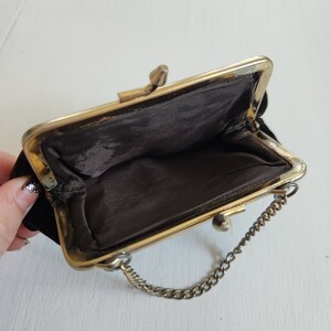 Vintage Black Velvet Coin Purse on Chain Retro Miniature Handbag Dainty ...