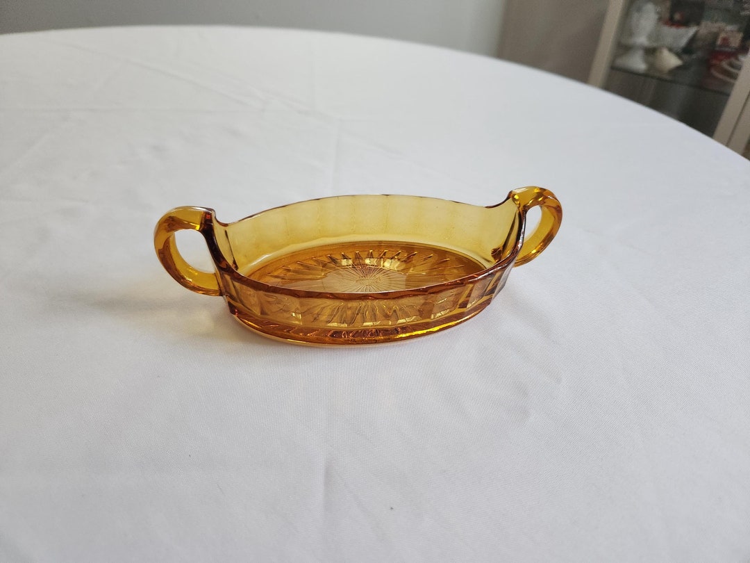 Vintage Imperial Glass Company Amber Colored Glass Oval Dish With ...