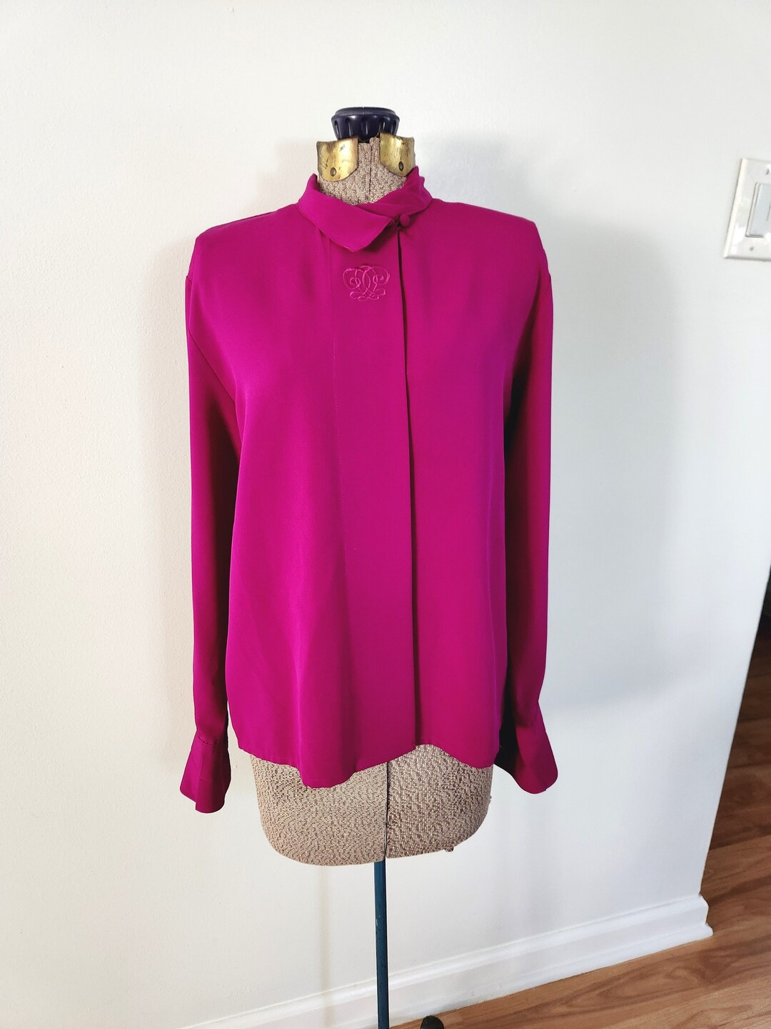 Vintage Susan Hutton Fuschia Simple French Cuff Blouse Retro Colorful ...