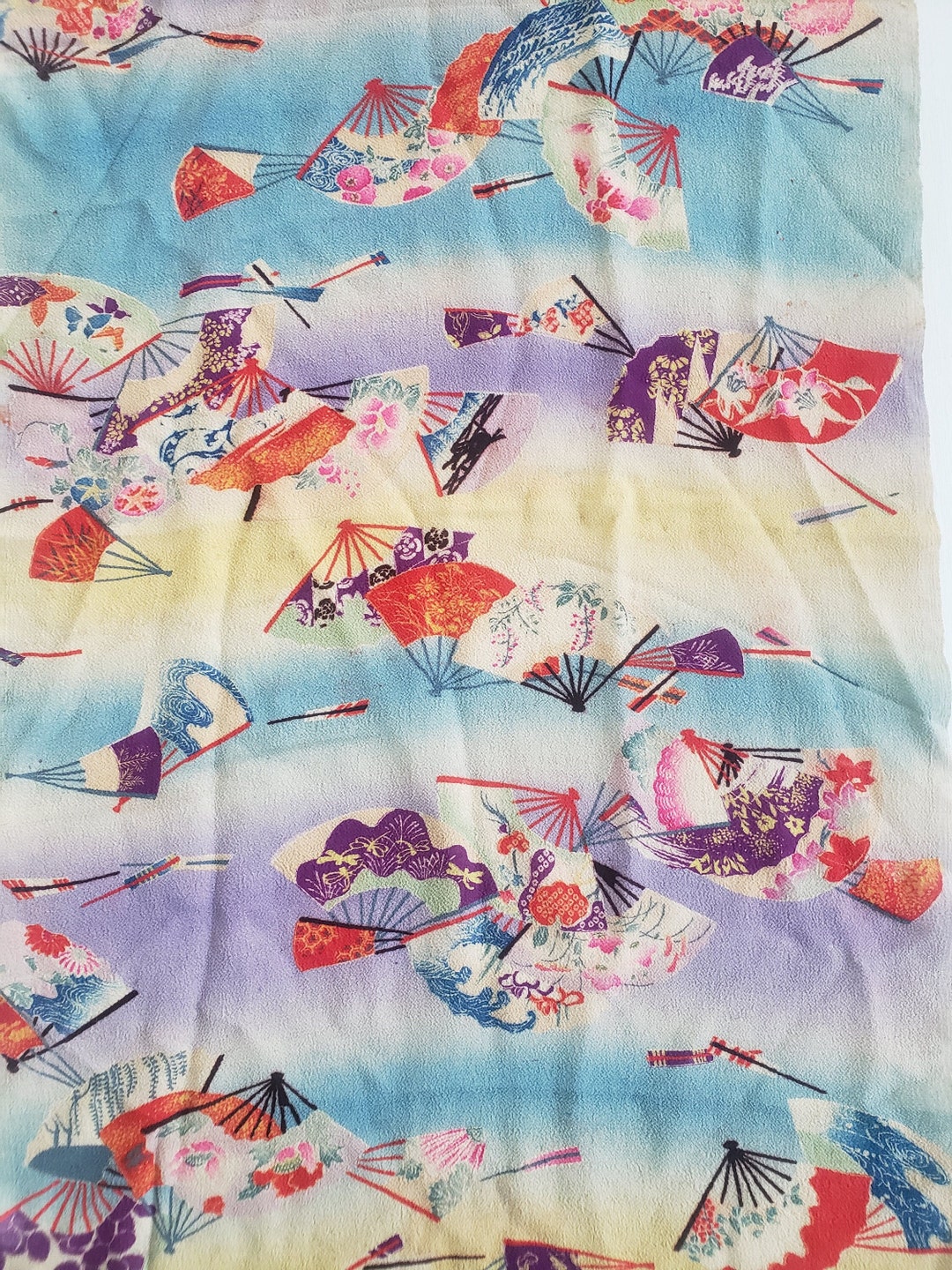 Vintage Japanese Fans Pattern Fabric Retro Hair Scarf Sash - Etsy