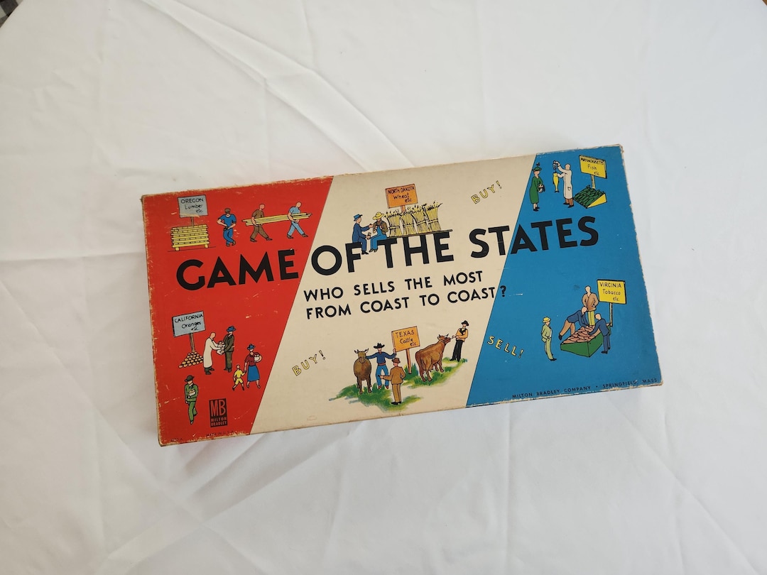 Vintage Game of the States Board Game -- Retro 1950s Milton Bradley ...