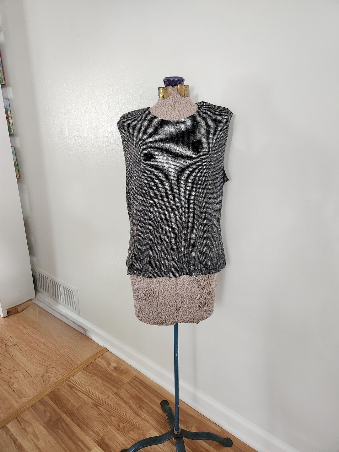 Vintage Ronni Nicole by Ouida Black & Silver Sparkle Tank Top Blouse ...