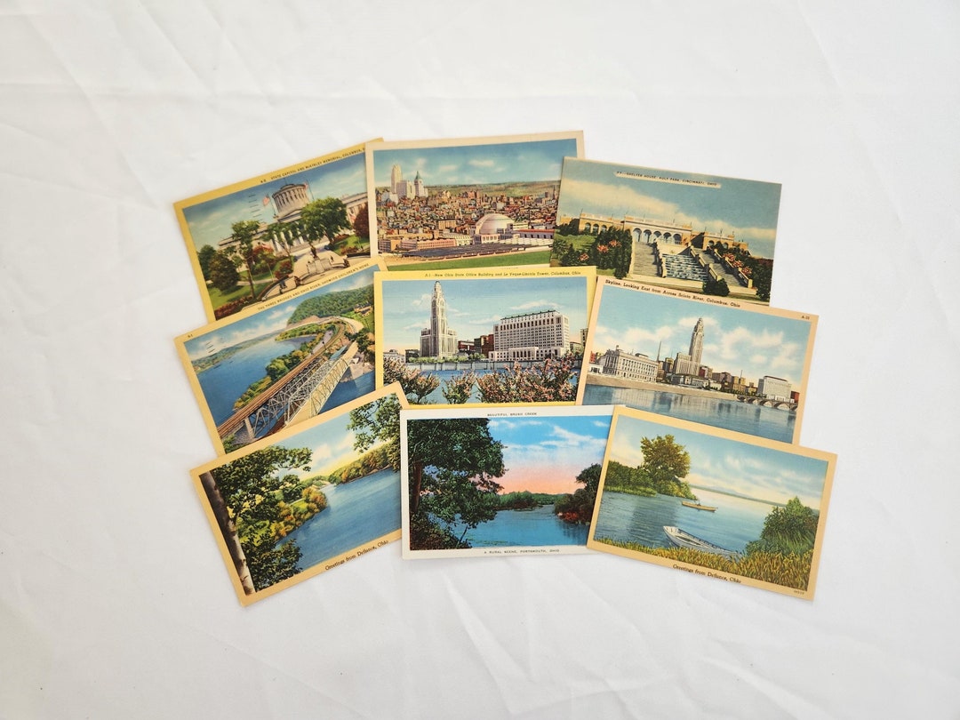 Vintage Ohio Linen Finish Postcards - Set of Nine - Retro 1940s 1950s ...