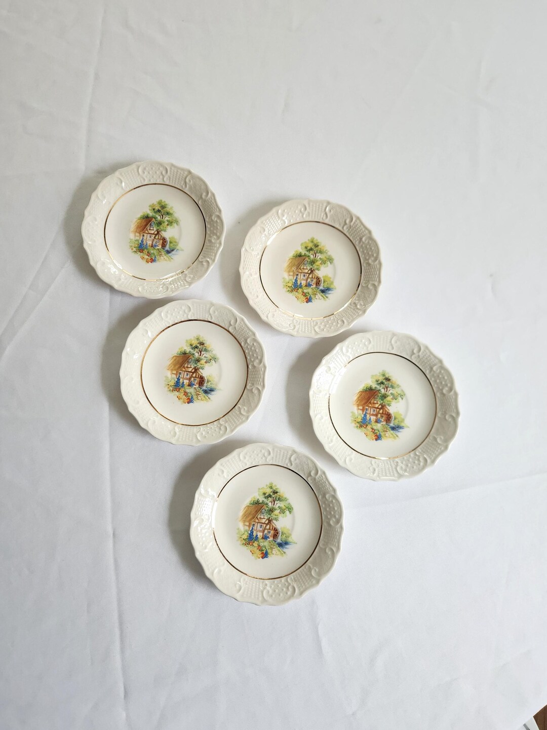 Vintage Washington Colonial Waterwheel Cottage Plates - Set of Five ...