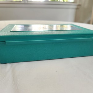 Vintage School Box Teal Plastic Supplies Container - Retro Childrens ...