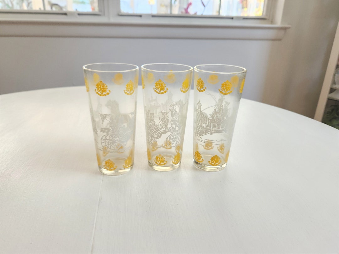 Vintage Colonial Era Williamsburg Decorated Glasses - Set of Three ...