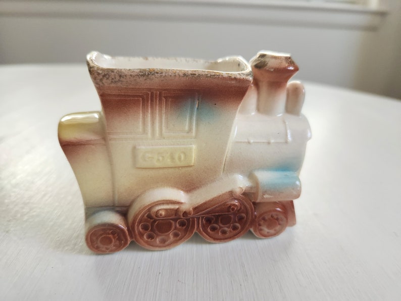 Vintage Pastel Happy Face Train Ceramic Figurine --- Retro 1950s 1960s ...