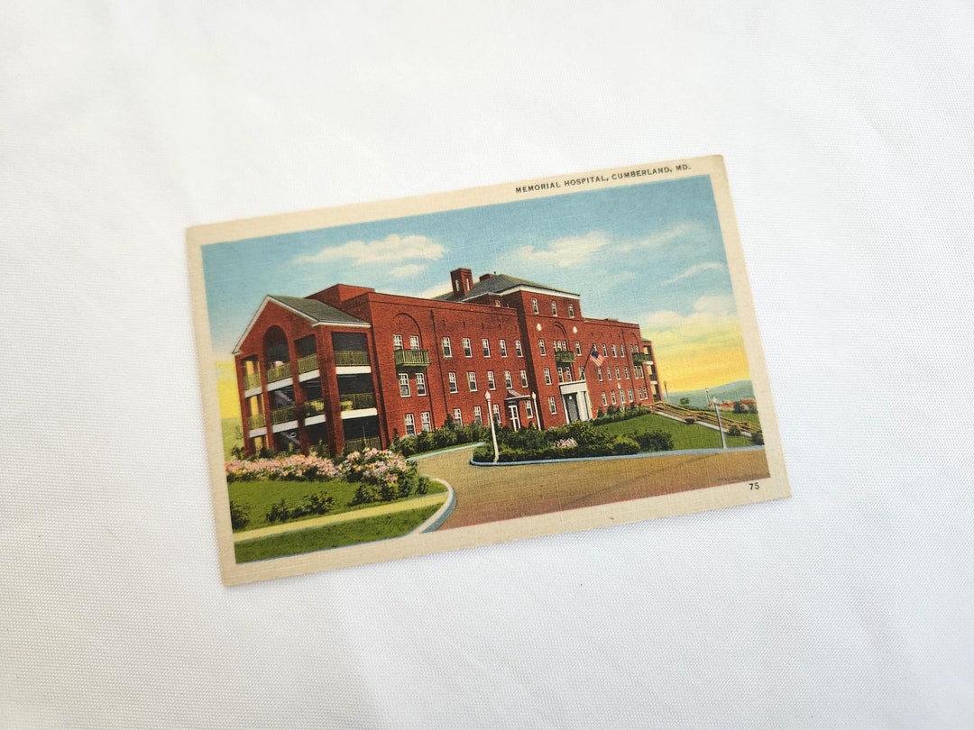 Vintage Memorial Hospital Linen Finish Postcard --- Retro 1940s 1950s ...