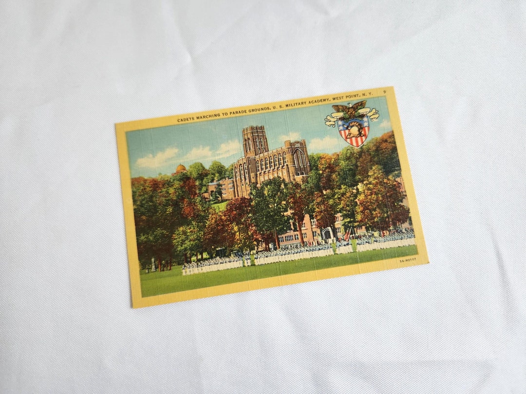 Vintage Cadets Marching to Parade Grounds Linen Finish Postcard ...