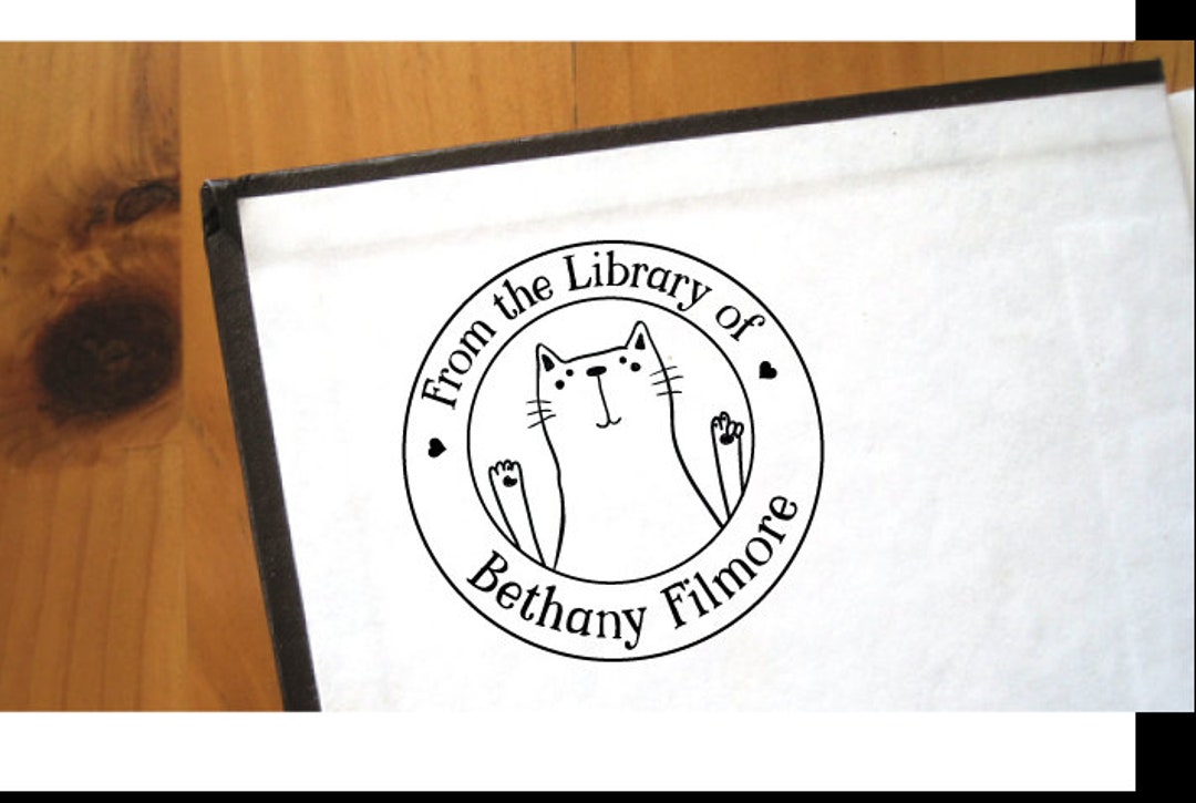 Custom Cat Book Stamp, Child's Book Stamp, Kid's Ex Libris Stamp, Self ...