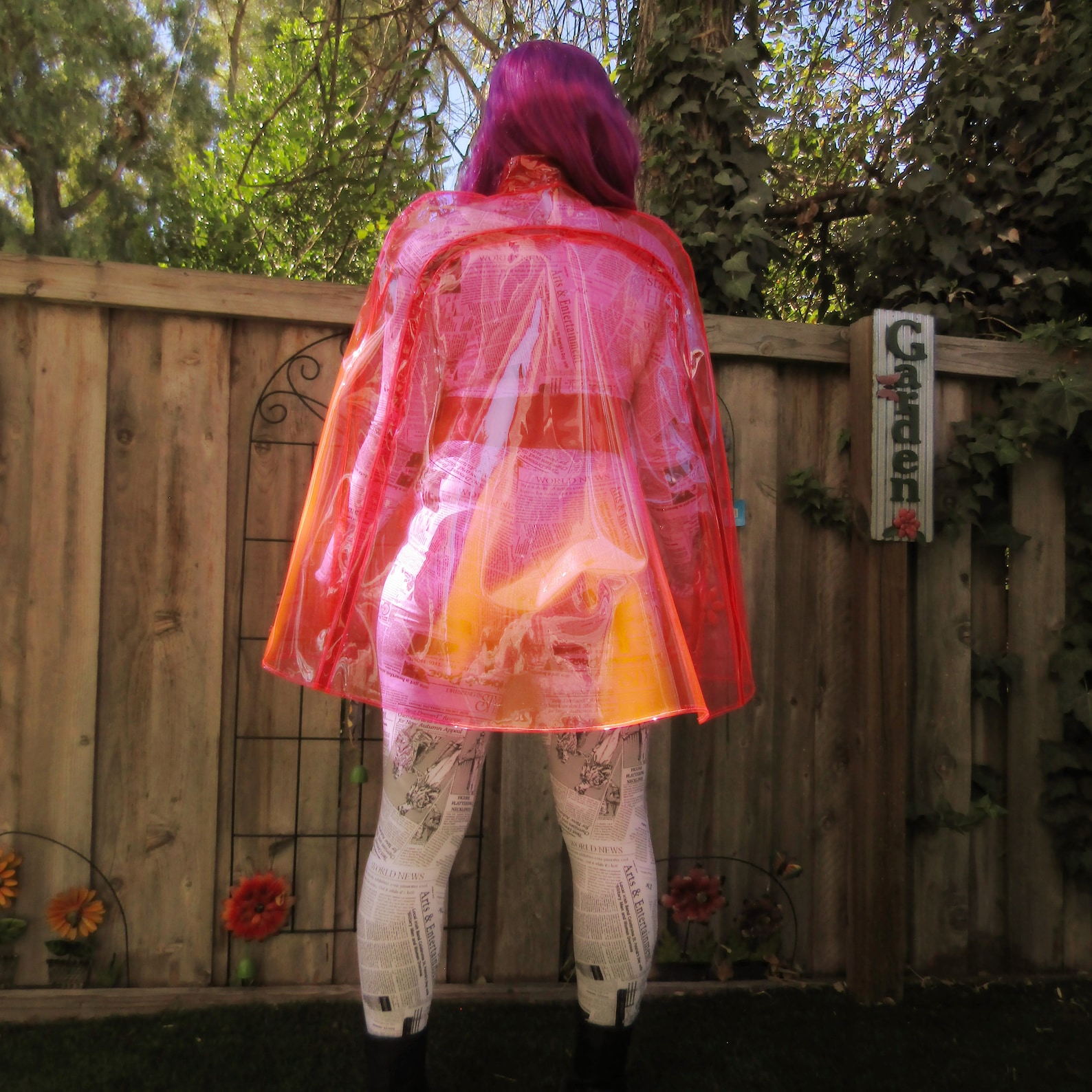 TRANSPARENT CAPE VINYL Cape Neon Clear Vinyl Pink Cyberpunk - Etsy