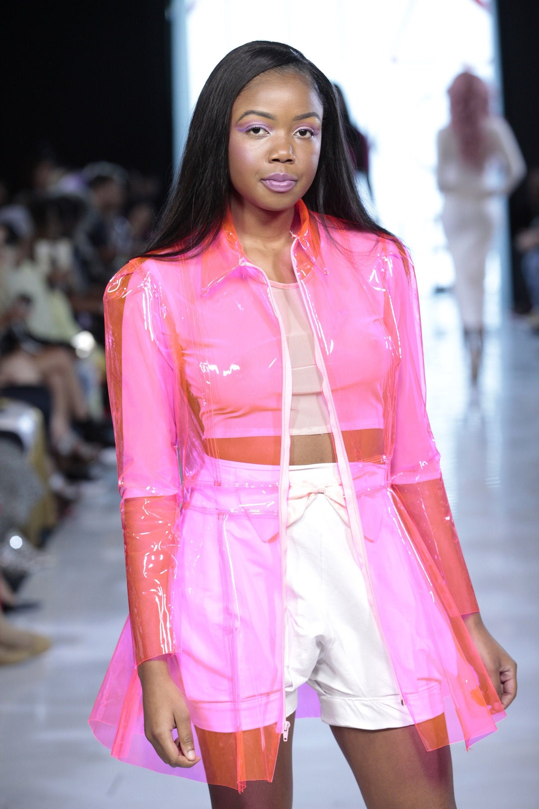 TRANSPARENT RAINCOAT, VINYL Raincoat, Neon Clear Vinyl Pink 90s ...