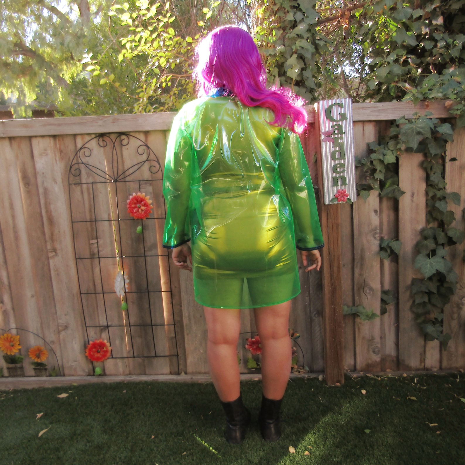 Neon Green Vinyl Raincoat: Transparent Cyberpunk Windbreaker - Etsy