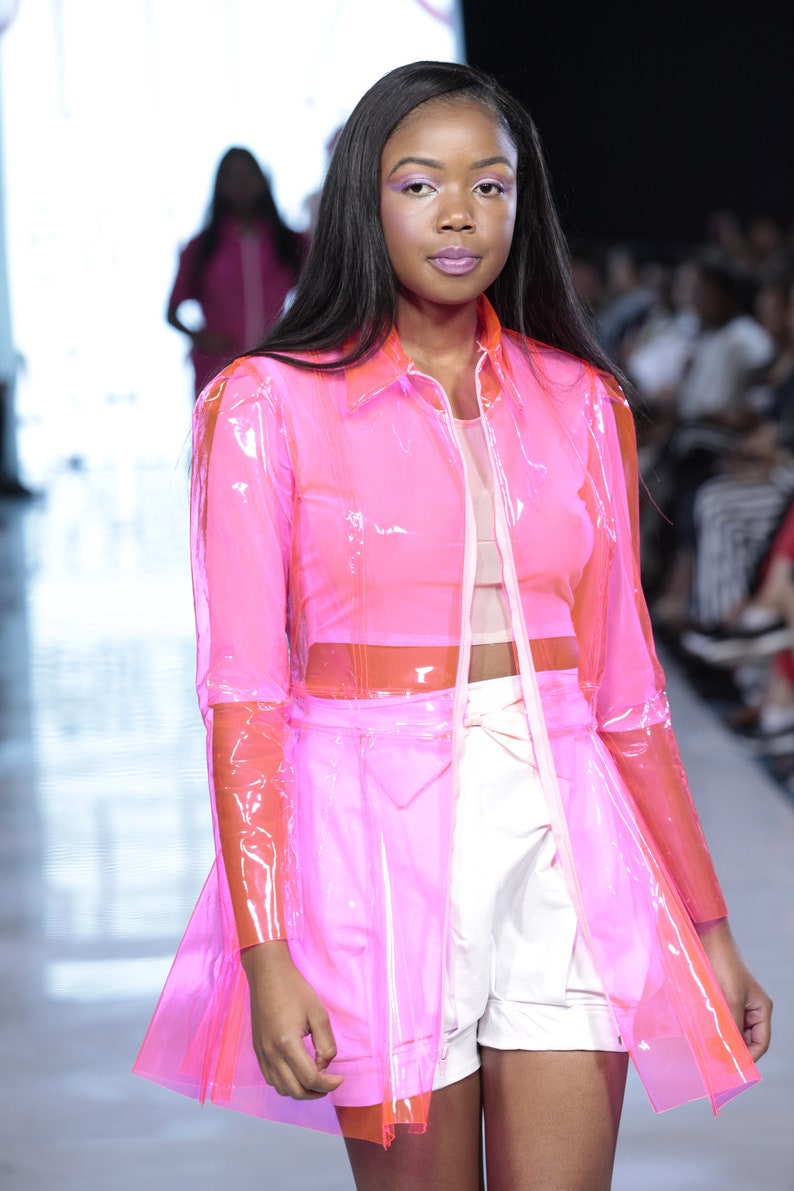 READY TO SHIP - Transparent Raincoat, Vinyl Raincoat, Neon Clear Vinyl ...