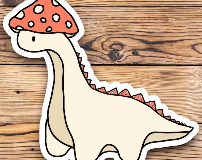 Dinosaur With Mushroom Hat Sticker | Funny Sticker, Dino Sticker, Funny ...