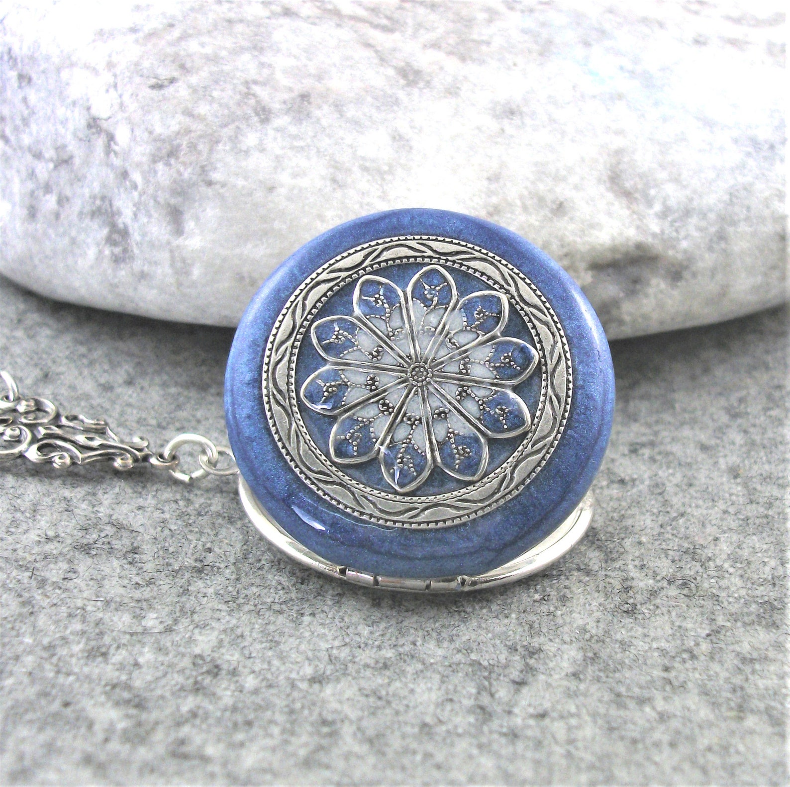 Light Blue Locket Antique Style Silver Locket. Gift for - Etsy