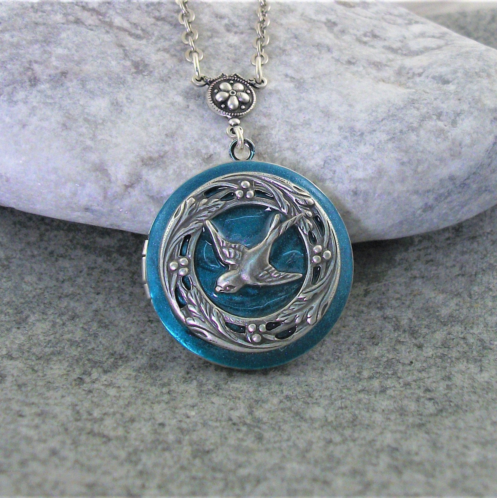 Silver Bird Locket Necklace Victorian Style Jewelry. Gift for - Etsy UK