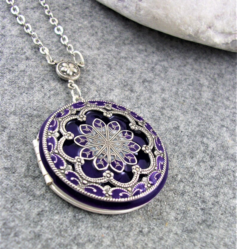 Antique Style Purple Locket Filigree Locket. Gift for Women. - Etsy