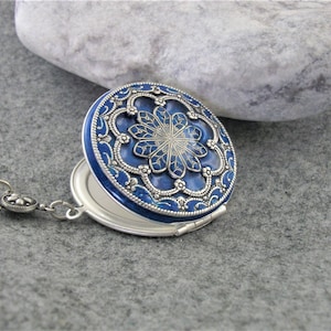Vintage Style Metallic Blue Locket. Filigree Locket. Gift for Women. - Etsy